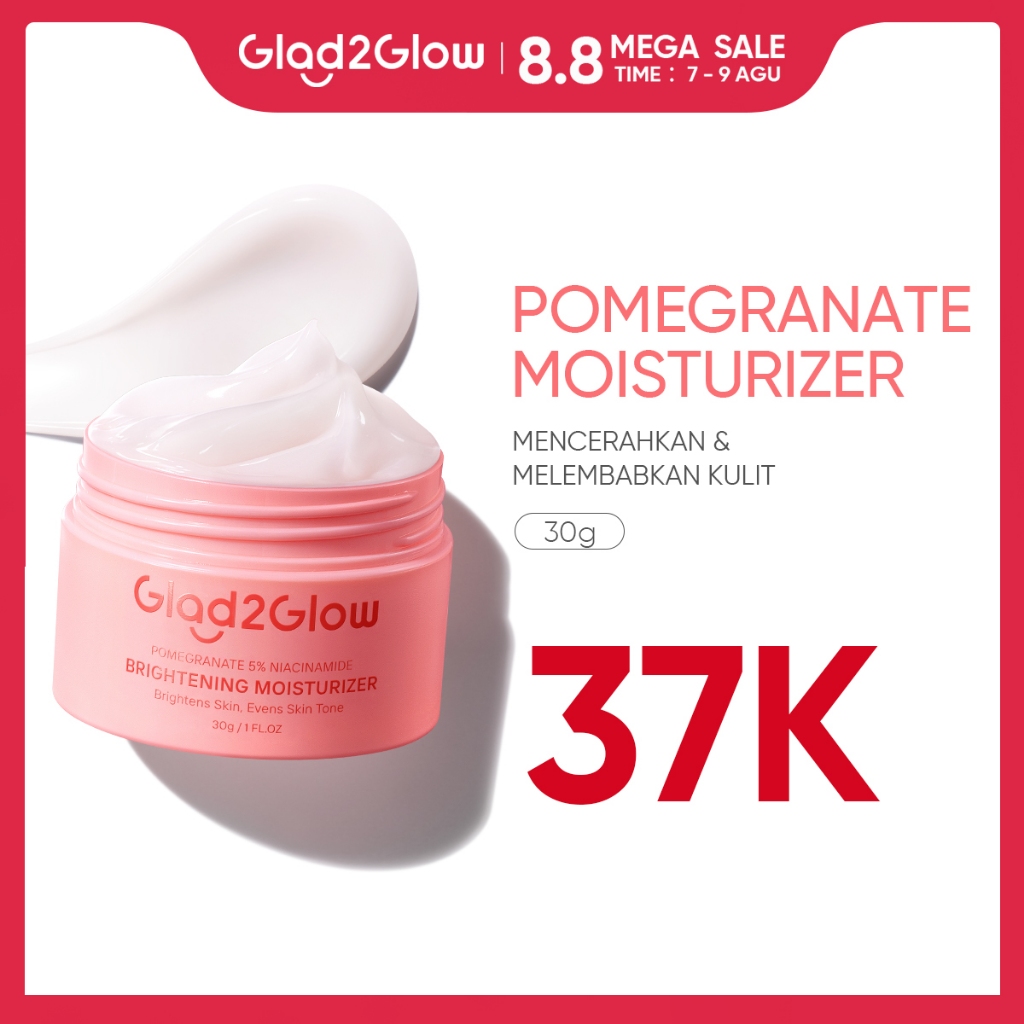 Jual Glad2glow Pomegranate 5 Niacinamide Brightening Moisturizer 30g