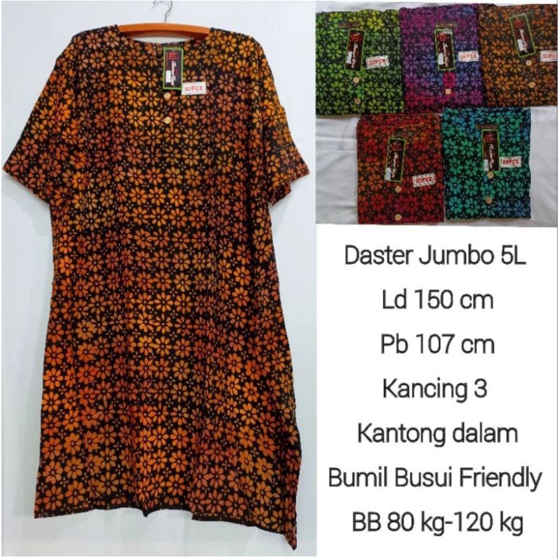 Jual Kencana Ungu Daster Jumbo 5L Ld 150 cm Batik Cetak Kencana Ungu ...