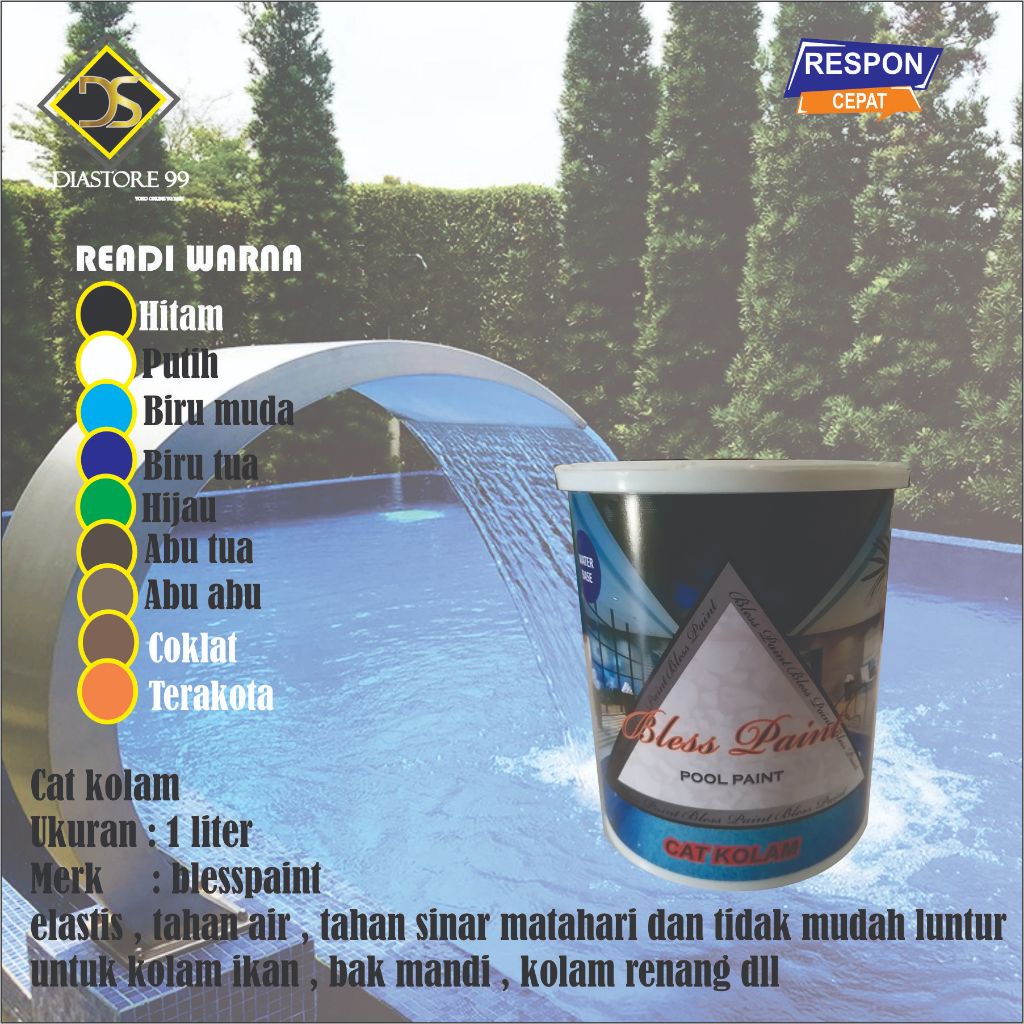 Jual Cat untuk kolam ikan kolam renang genteng talang merk Bless Paint ...