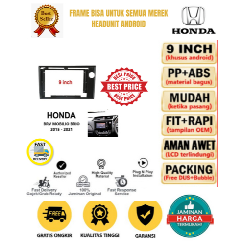 Jual FRAME HEAD UNIT ANDROID 9 INCH / 10 INCH HONDA MOBILIO BRIO BRV ...
