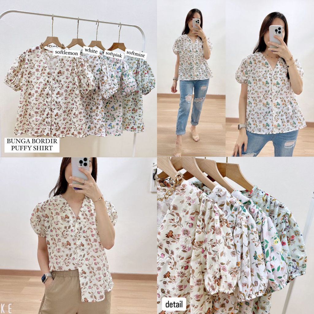 Jual BUNGA BORDIR PUFFY SHIRT | Shopee Indonesia