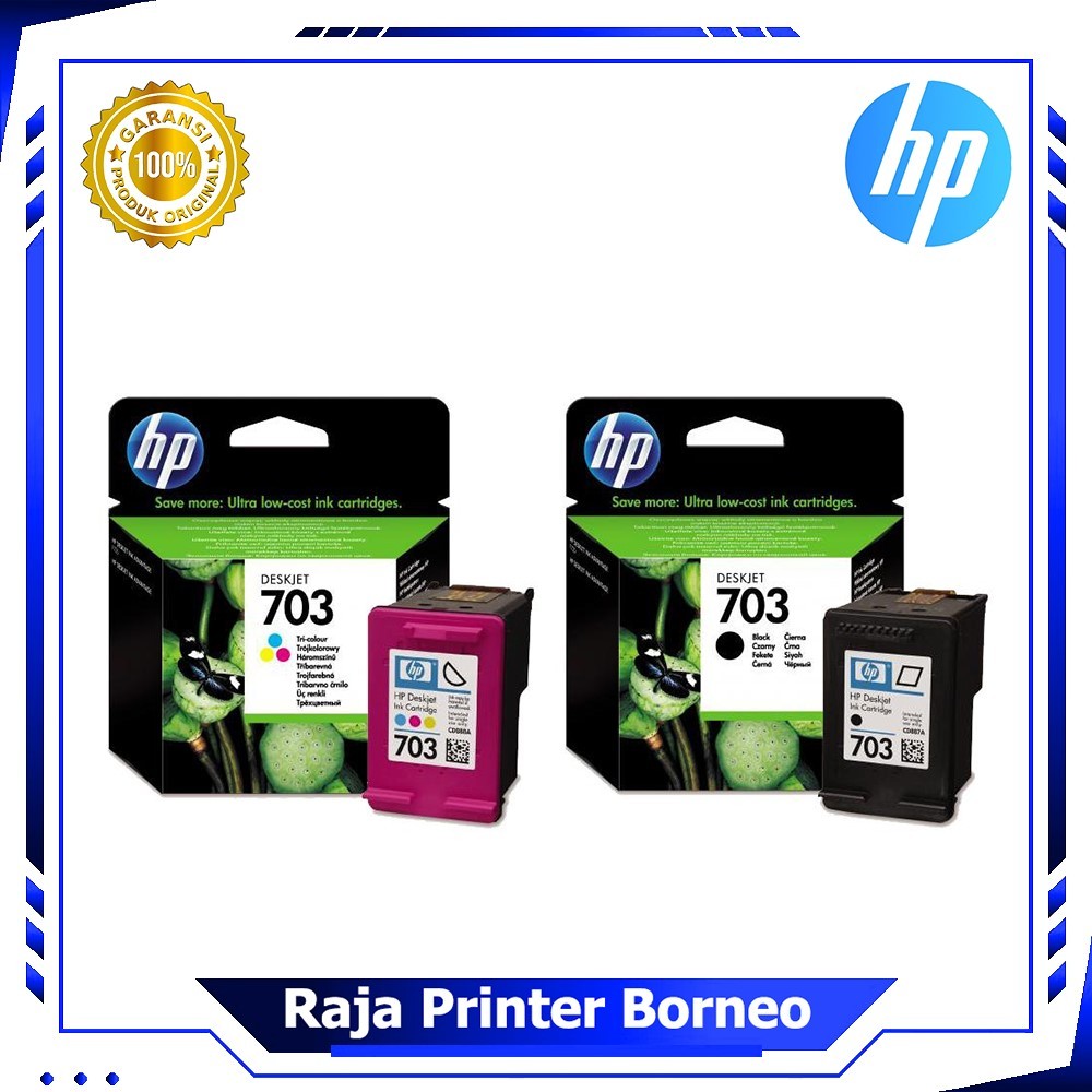 Jual Cartridge HP 703 Tinta Printer Ink Black Color Hitam Tri Colour Original Produk | Shopee ...
