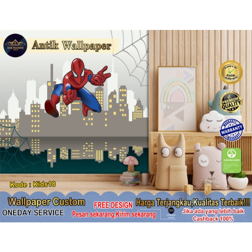 Jual Wallpaper & Wallstiker Custom 3D Tema Animasi Anak | Spiderman ...