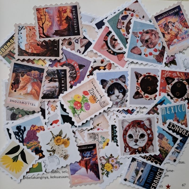 Jual perangko lucu untuk scrapbook jurnaling isi 12 | Shopee Indonesia
