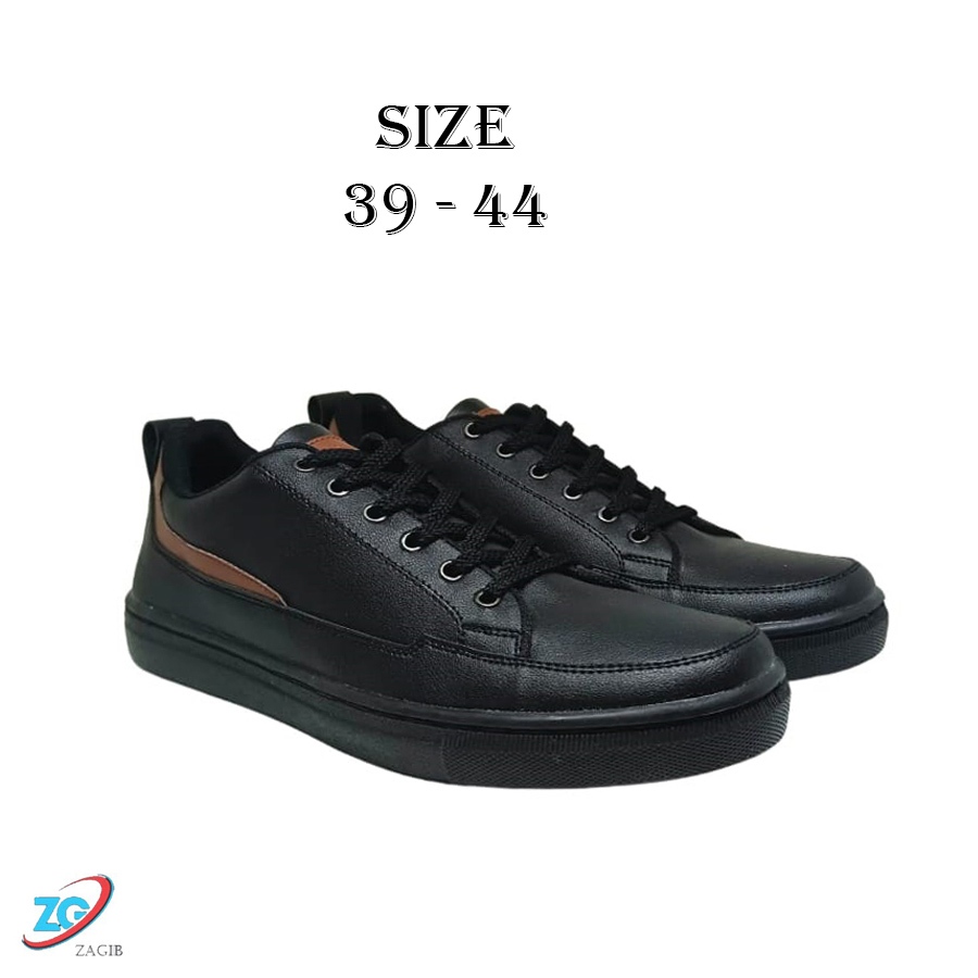 Jual Sepatu Sneaker Pria Kulit Asli Hitam Sneakers Casual Formal Pesta ...
