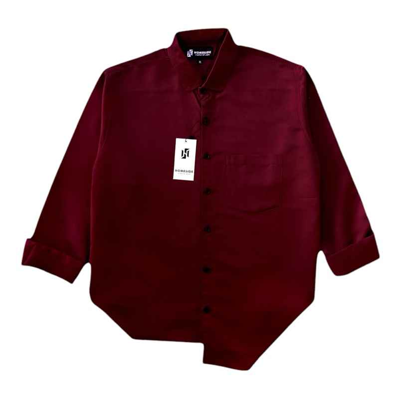 Jual Kemeja Maron Maron Pria Lengan Panjang Kemeja Basic Slimfit Casual ...