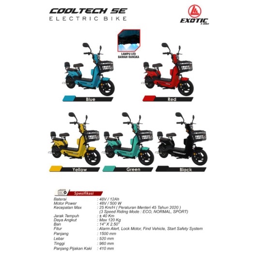 Jual Sepeda Listrik EXOTIC COOLTECH SE / Exotic Cooltech Minion 500W ...