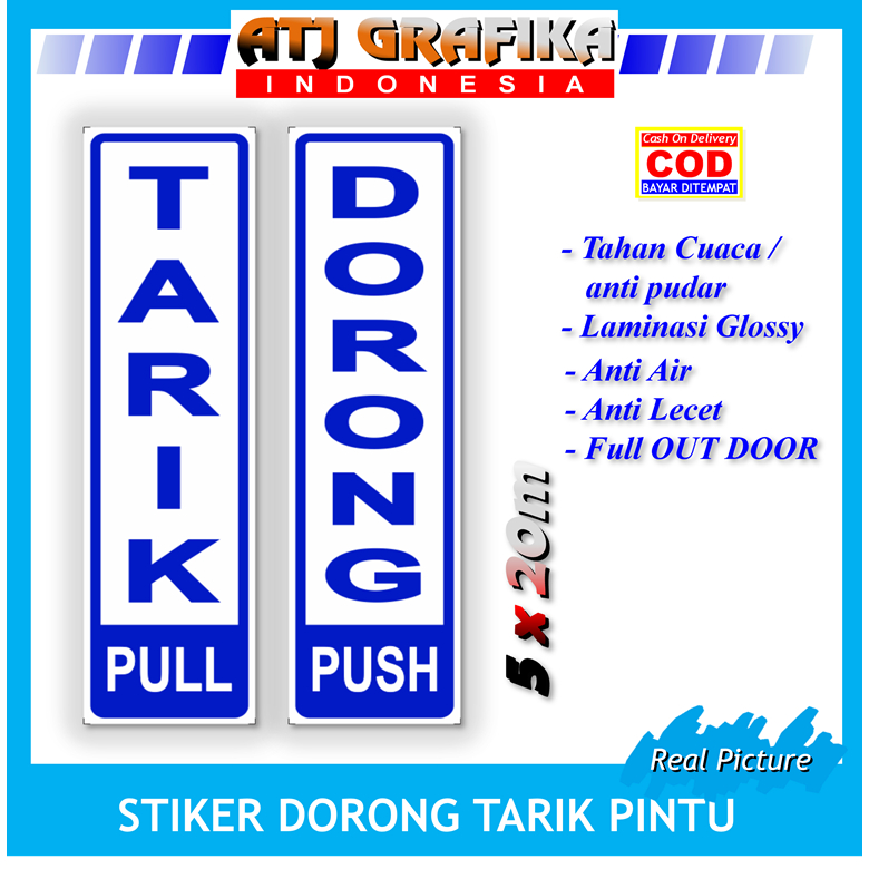 Jual Stiker new dorong tarik push pull petunjuk cara buka tutup pintu ...