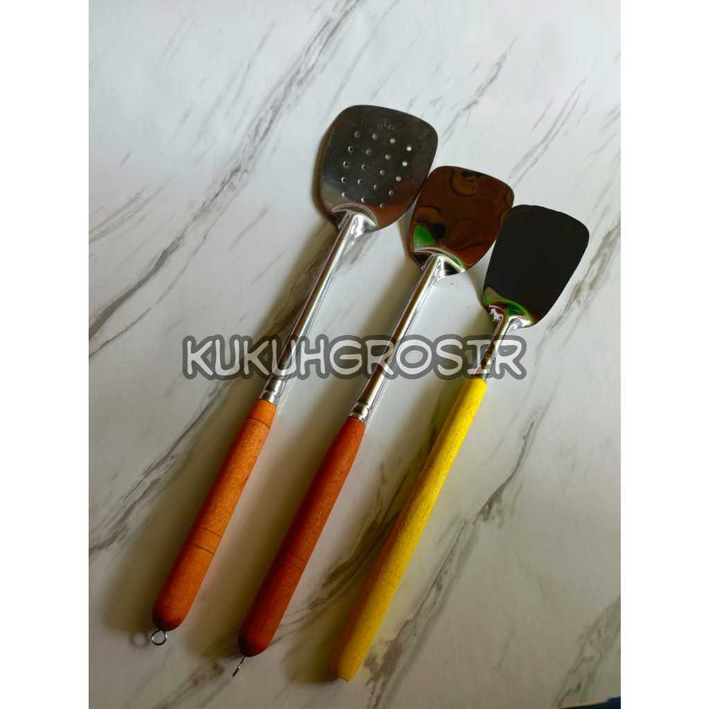 Jual SPATULA SEDANG GAGANG KAYU / SUTIL GAGANG KAYU / SODET GAGANG KAYU ...