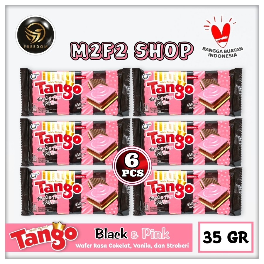 Jual Tango Wafer Black & Pink BITE SIZE | Krim Cokelat Vanila Stroberi ...