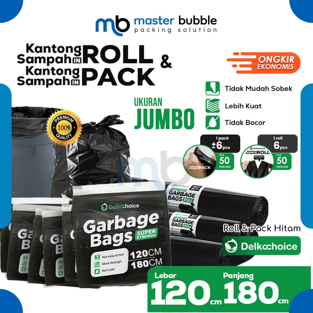 Jual Kantong Kresek Plastik Sampah Pack Hitam Tebal 120cm x 180cm / Trash Bag / Garbage Bags ...