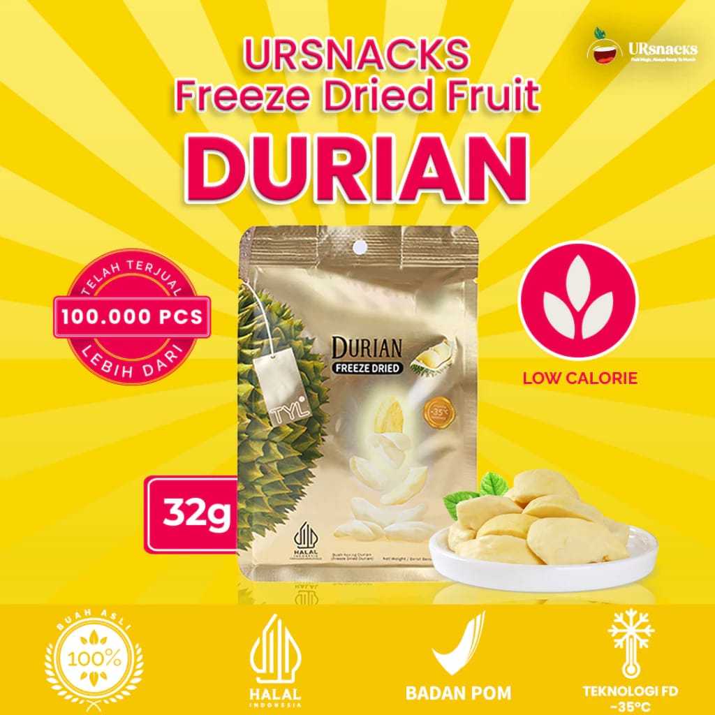 Jual .Snack import | Ursnack Freeze Dried Snack Buah Durian Kering 32 gr (scp) | Shopee Indonesia