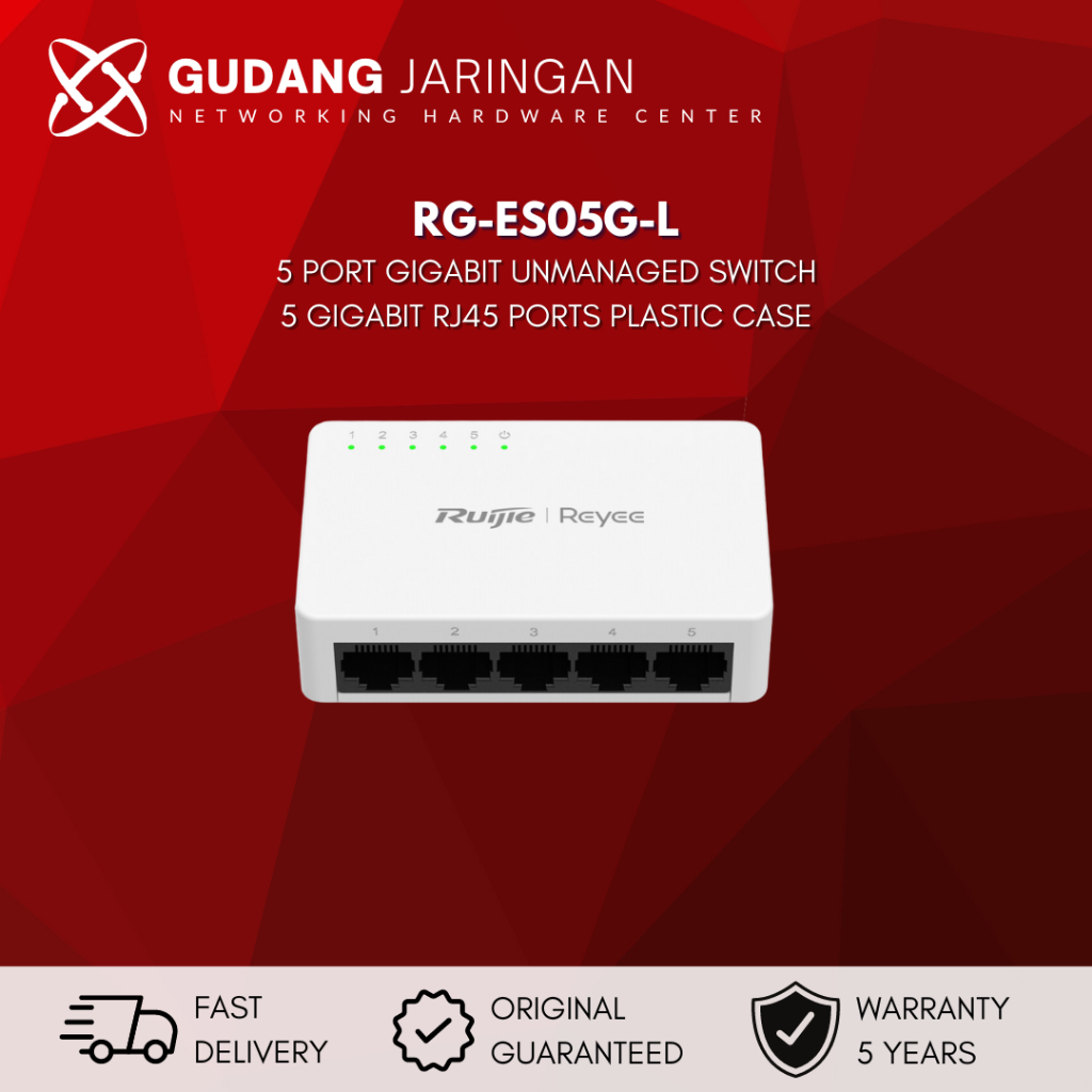 Jual Ruijie Reyee RG-ES05G-L 5-Port 10/100/1000 Mbps Unmanaged Non-PoE ...