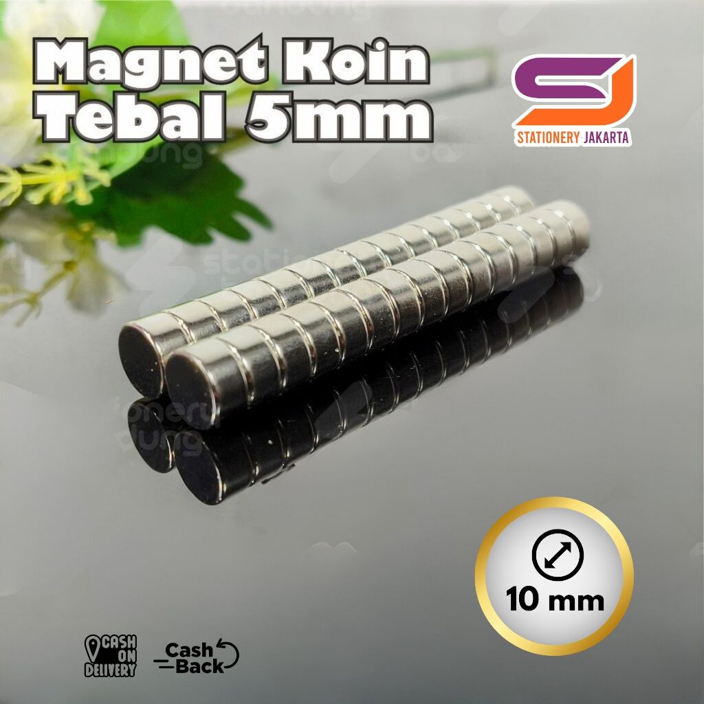 Jual Magnet Magnit Besi Berani Neodymium Diameter 10 mm Tebal 5 mm ...