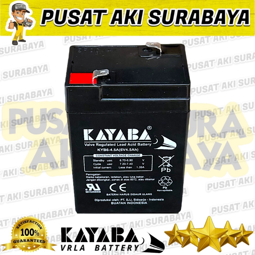 Jual TERMURAH PUSAT AKI KAYABA 6V 4.5AH ACCU MOTOR MAINAN AGM DEEP ...