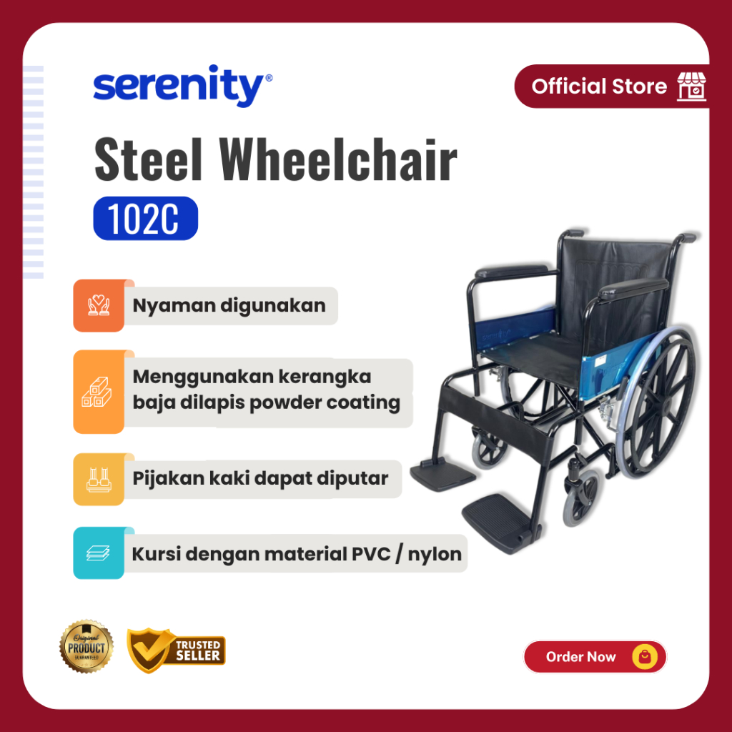 Jual Serenity Kursi Roda Steel Wheelchair ( Velg Racing & Coated Black ...