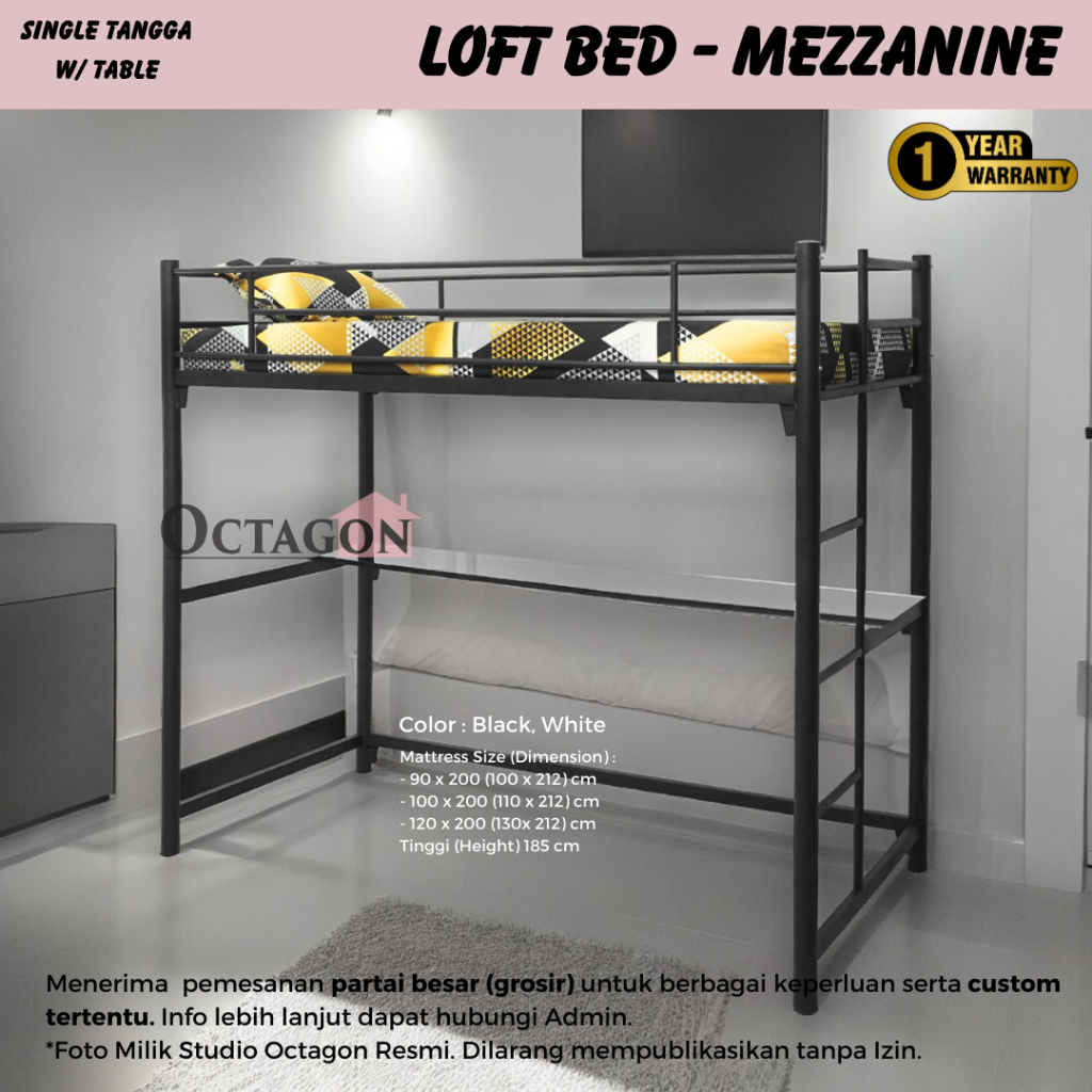 Jual Loft Bed Besi Minimalis Ranjang Susun Mezzanine Floating 90x200 ...