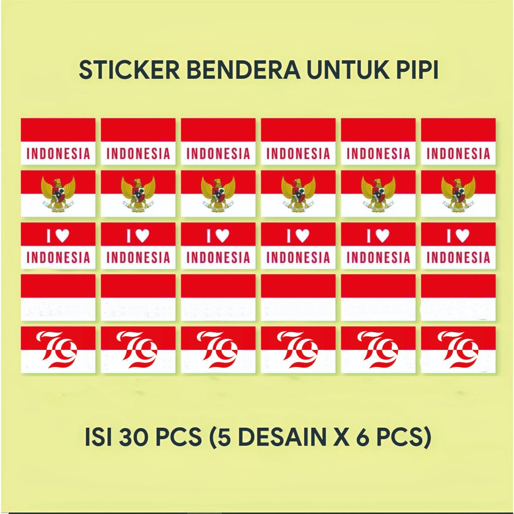 Jual Stiker Pipi HUT RI Bendera Merah Putih, Sticker Pipi HUT RI ...