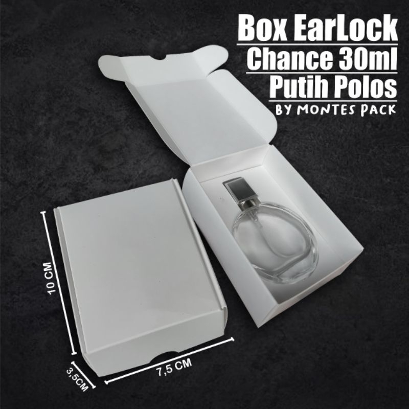Jual BOX EARLOCK | untuk botol Chancce 30ml | box parfum earlock Putih hitam | Shopee Indonesia