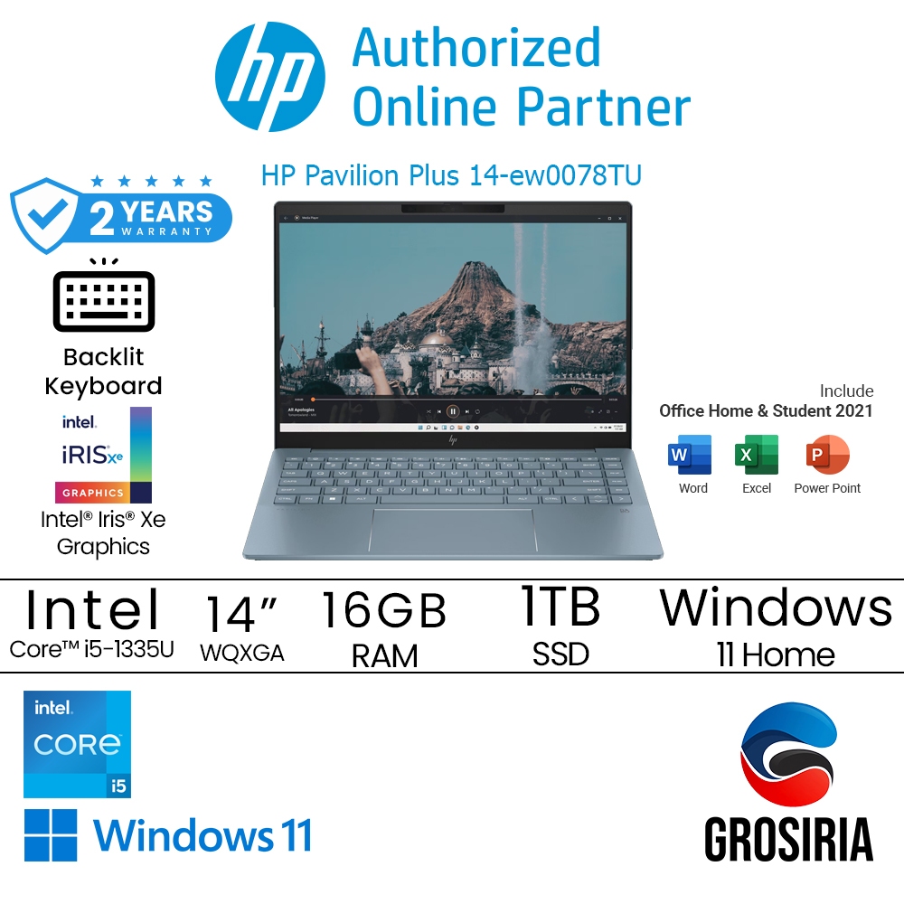 Jual HP Laptop Pavilion Plus 14 EW0078TU Intel Core I5 1335U 16GB 512GB SSD 14" WQXGA IPS W11 ...