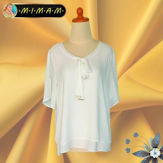 Jual PRE-LOVED BLOUSE WANITA PUTIH VARIASI PITA | Shopee Indonesia
