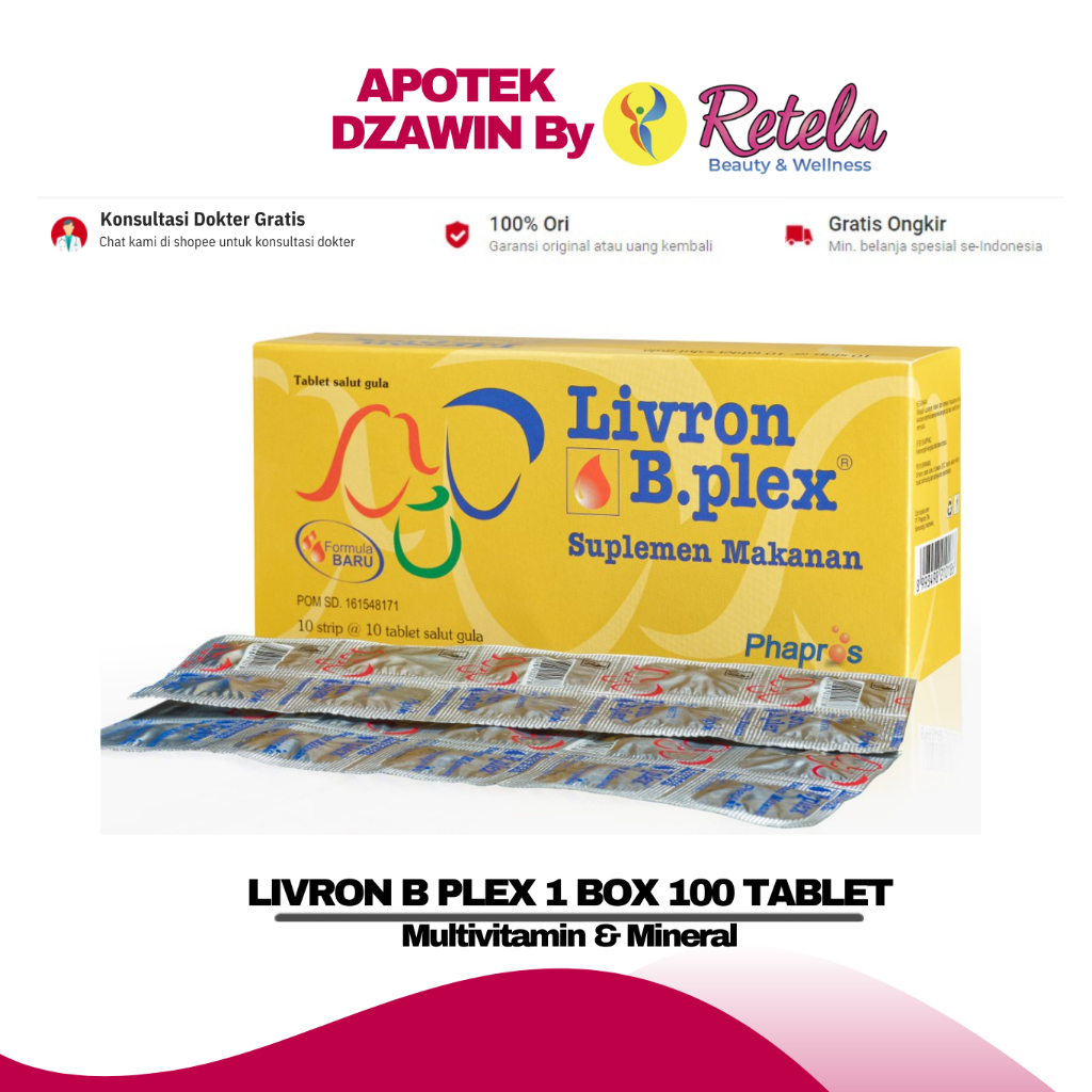 Jual LIVRON B PLEX 1 BOX ISI 100 TABLET / MULTIVITAMIN & MINERAL ...