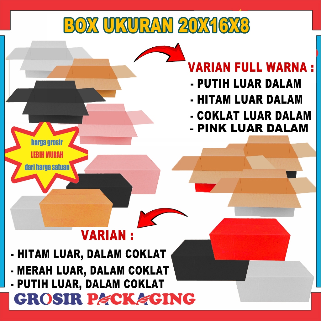Jual Box 20x16x8 Cm/ Box Packing (Box A1) / Kardud Polos | Shopee Indonesia