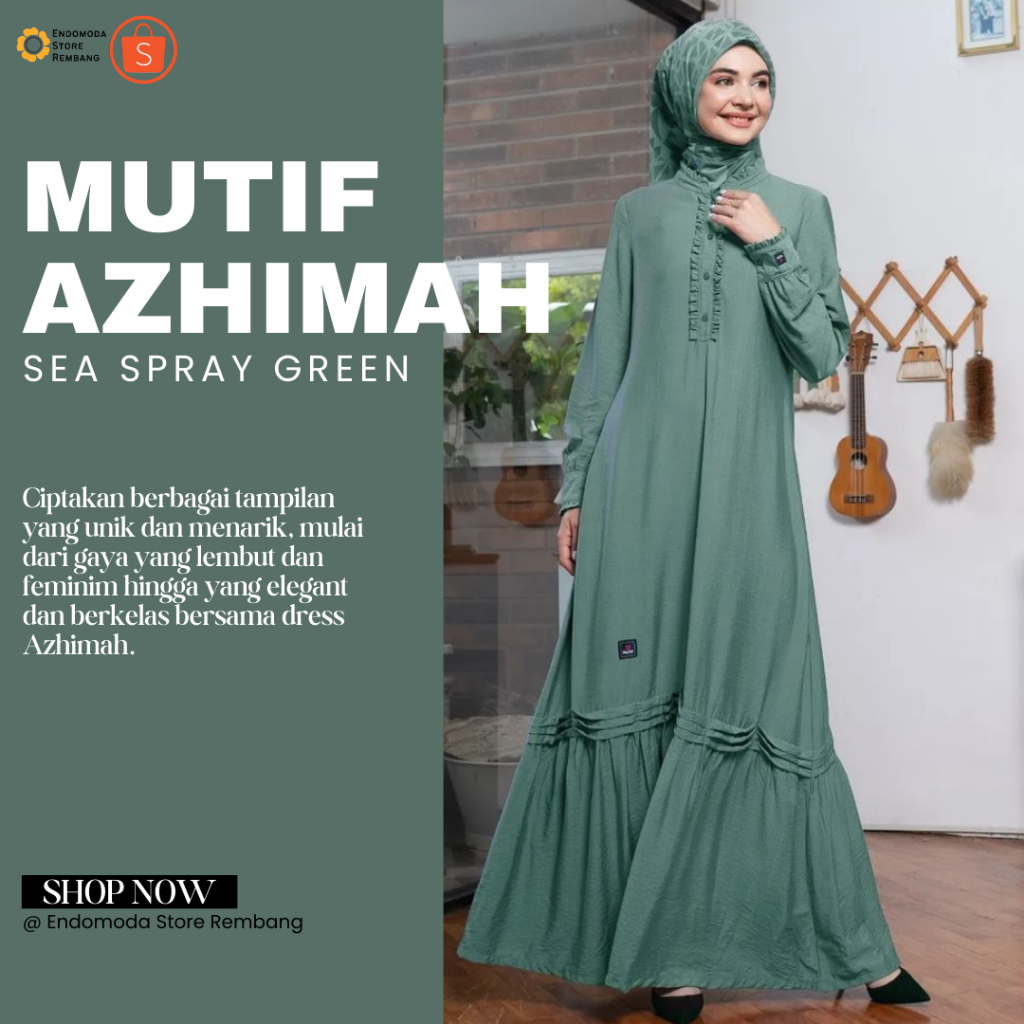 Jual MUTIF AZHIMAH SEA SPRAY GREEN - BAJU GAMIS MUSLIMAH TERBARU BAHAN ...