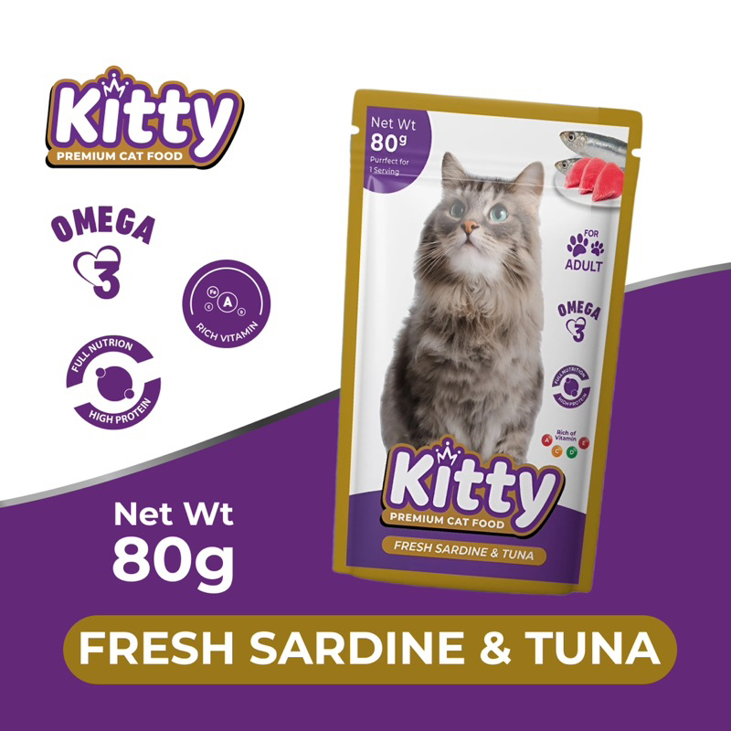Jual Promo - Kitty Premium Pakan Kucing Pouch Fresh Sardine & Tuna 80gr - isi 1 pcs | Shopee ...