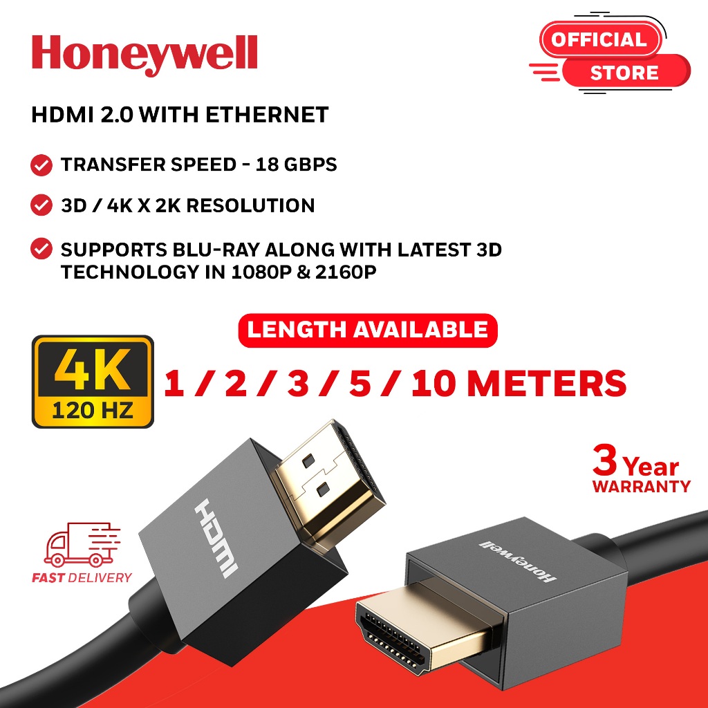 Jual Honeywell Kabel HDMI v2.0 PC Laptop TV Projector 3D/4K-2K Ultra HD ...