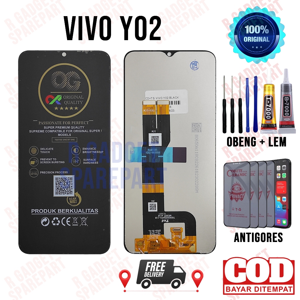 Jual Lcd Vivo Y02 Original OEM Quality Lcd Touchscreen Fullset | Shopee ...