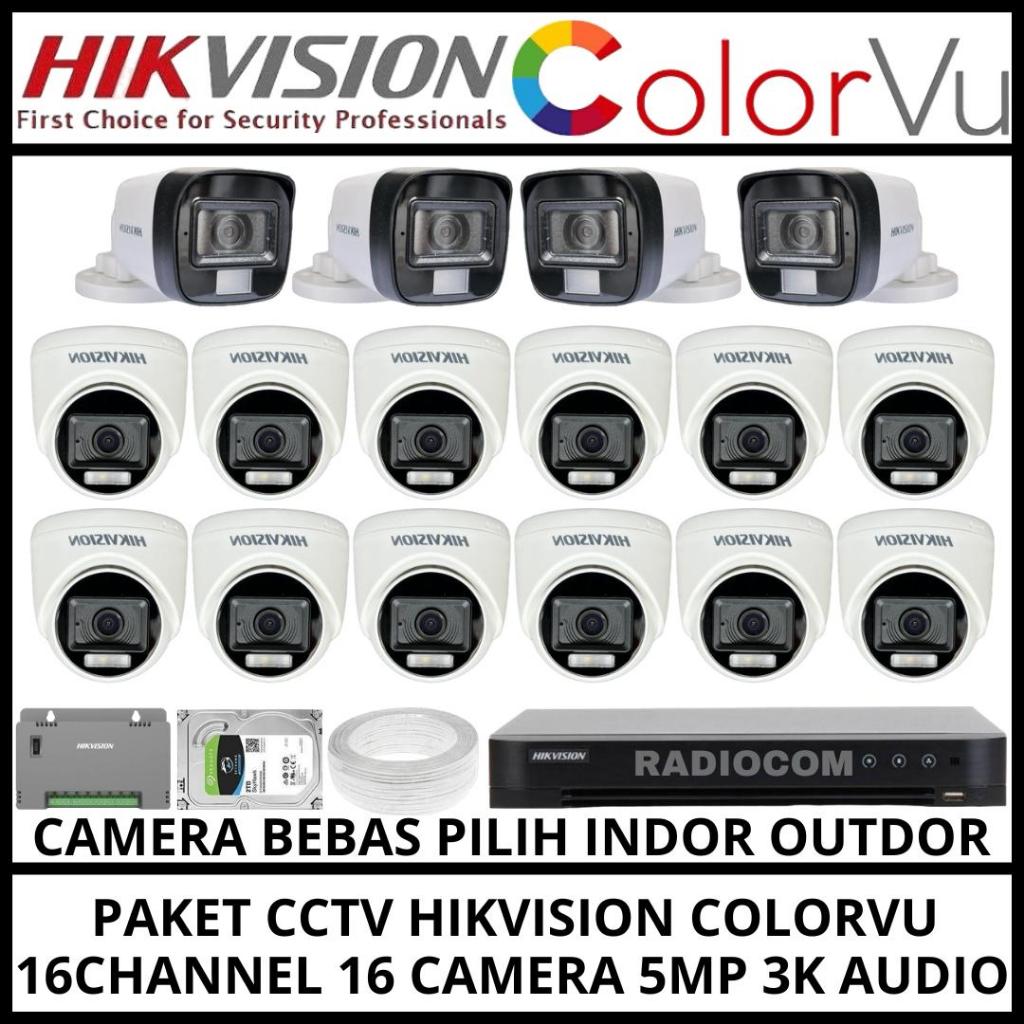 Jual paket cctv hikvision 5mp colorvu colorful 16 channel 16 camera ...