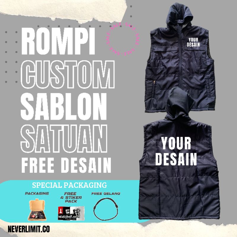 Jual ROMPI PARASUT CUSTOM SABLON SATUAN DESAIN SUKA SUKA HIGH QUALITY ...