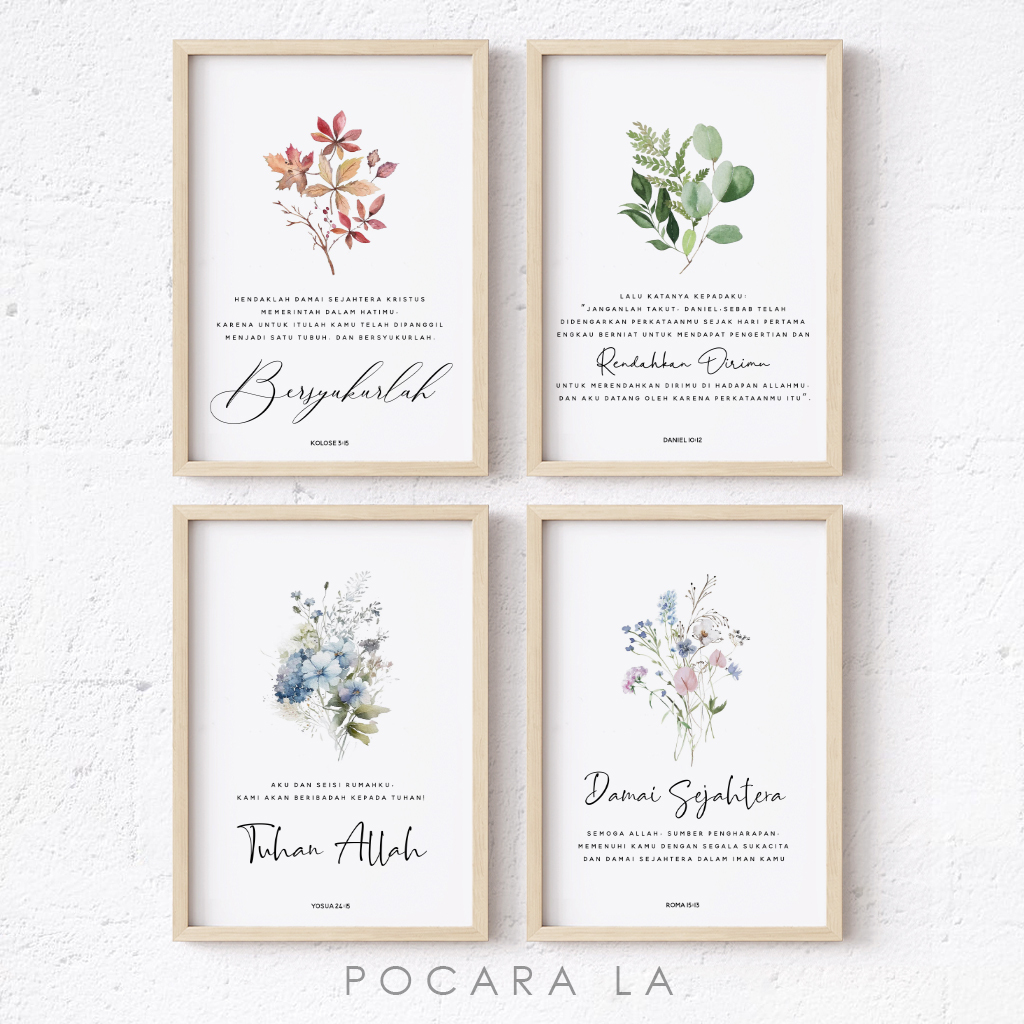 Jual Hiasan Dinding Bingkai Poster Ayat Alkitab Kristen Bermotif Bunga ...