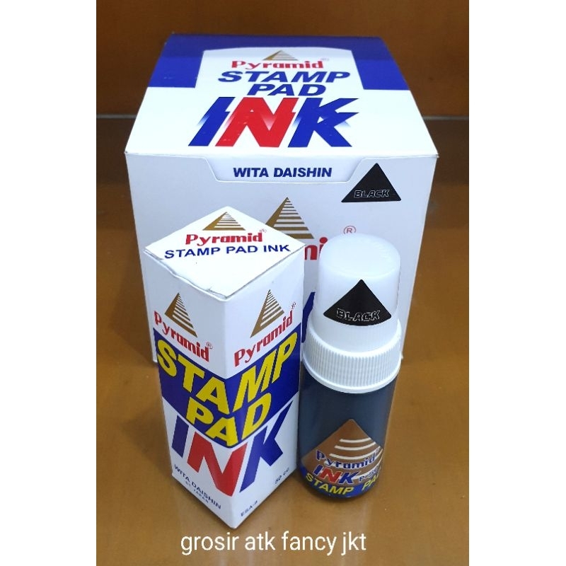 Jual ( 12 buah ) Tinta Cap Bak Stempel Pyramid Ink 50 cc / Refill Stamp ...