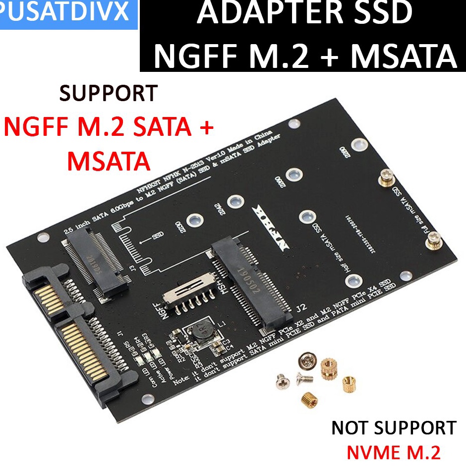 Jual SANJI ADAPTER SSD M2 NGFF MSATA SATA 3 6GBs 25 inch CONVERTER M2 ...