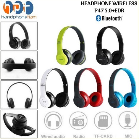 Jual Headphone Bluetooth P47 5EDR Music Headset Wireless Bando Gaming ...
