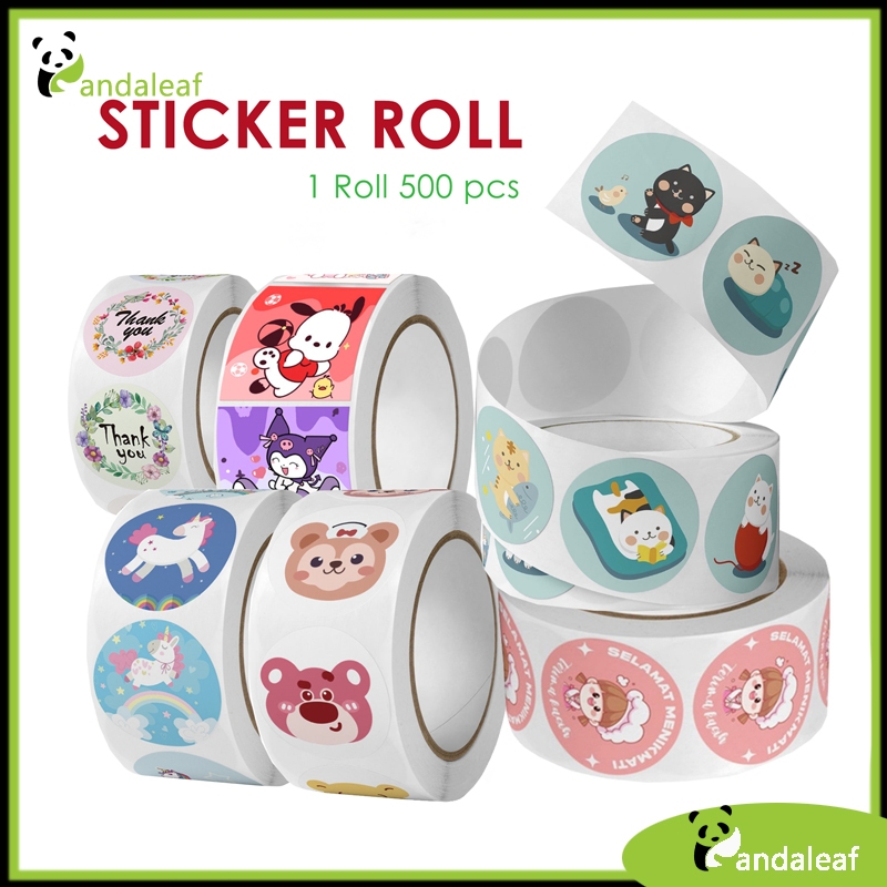Jual Roll Sticker Karakter Lucu 500 pcs 2.5cm Stiker Thanks You Bulat ...