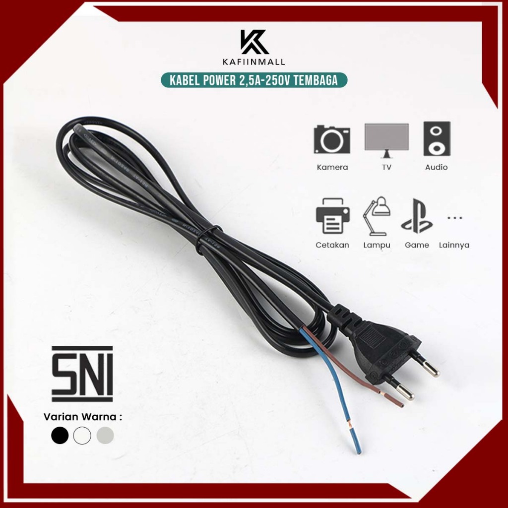 Jual 5M ASLI TEMBAGA KABEL POWER / KABEL AC 220V / KABEL BUNTUNG ...