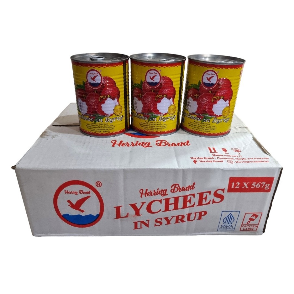 Jual Buah sirup leci lychee lecy lechy syrup kaleng Herring brand 12 x ...