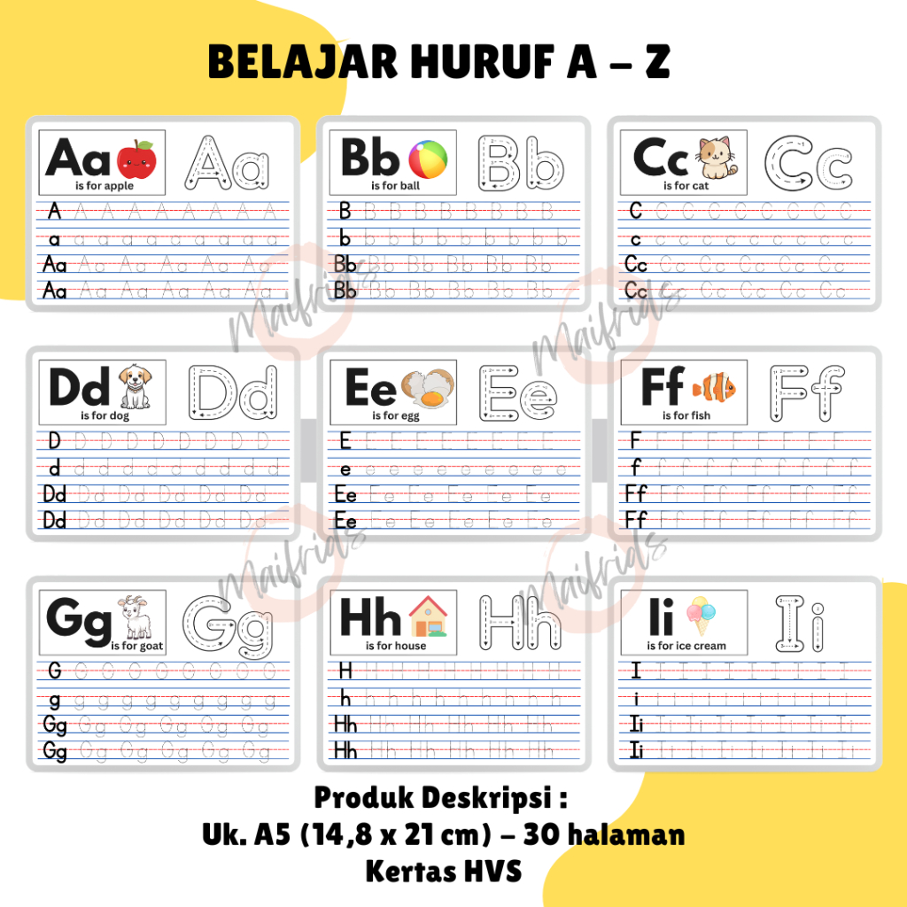 Jual Belajar Menulis Huruf A - Z - Worksheet Anak | Shopee Indonesia