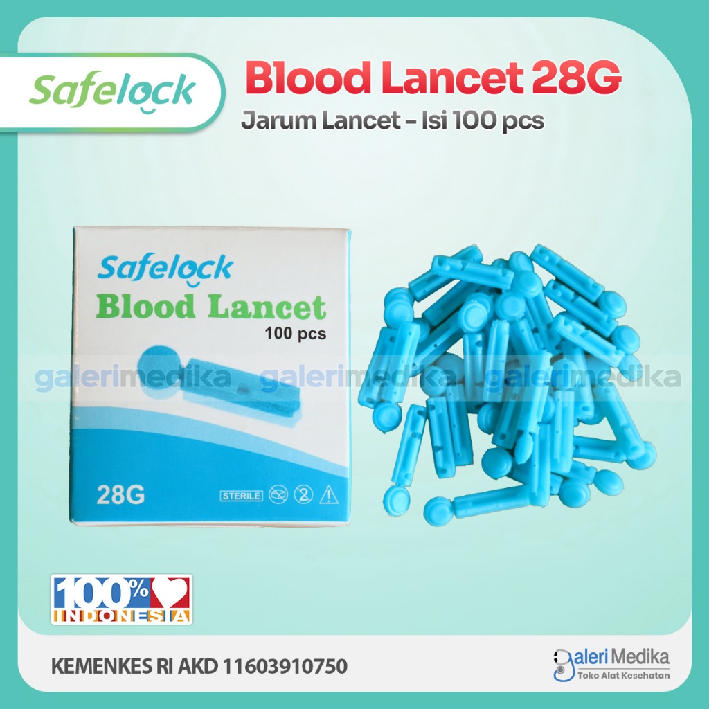 Jual Jarum Lancet 28G Safelock Blood Lancet Isi 100pcs - Alat Ambil ...