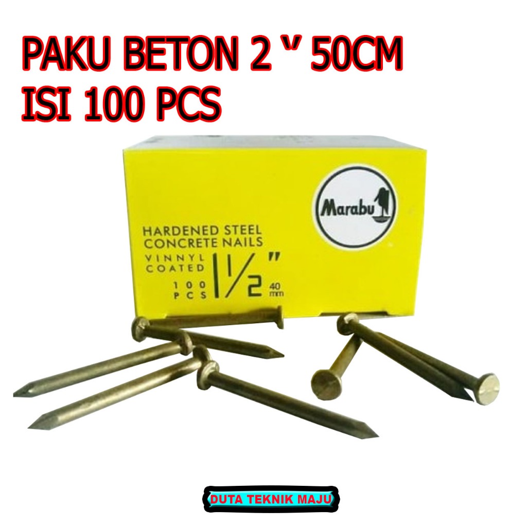 Jual Paku beton 2 inch 5 cm isi 100pcs / Paku Tembok Kuning 1 box 100 pcs (2'' 5cm - 1.5'' 4cm ...