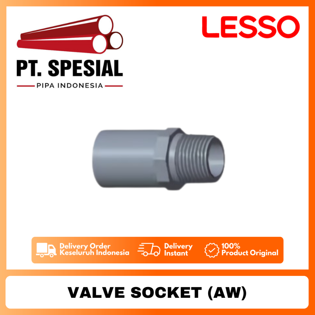 Jual Sock Drat Luar PVC AW Lesso 1/2 Inch / SDL PVC Lesso / Valve ...