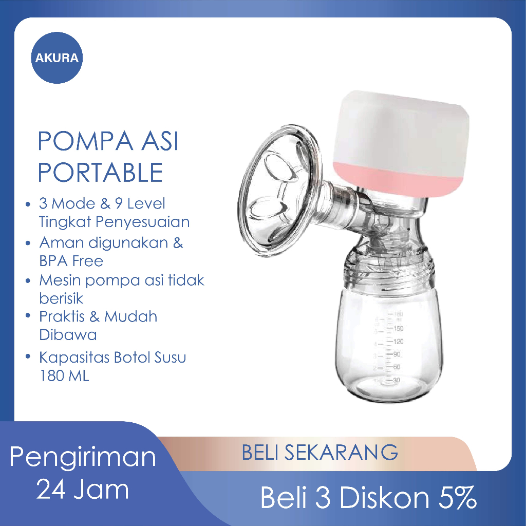 Jual Akura Pompa ASI Elektrik Pumping Asi Electric Portable Tanpa Rasa Sakit Rechargeable Single ...
