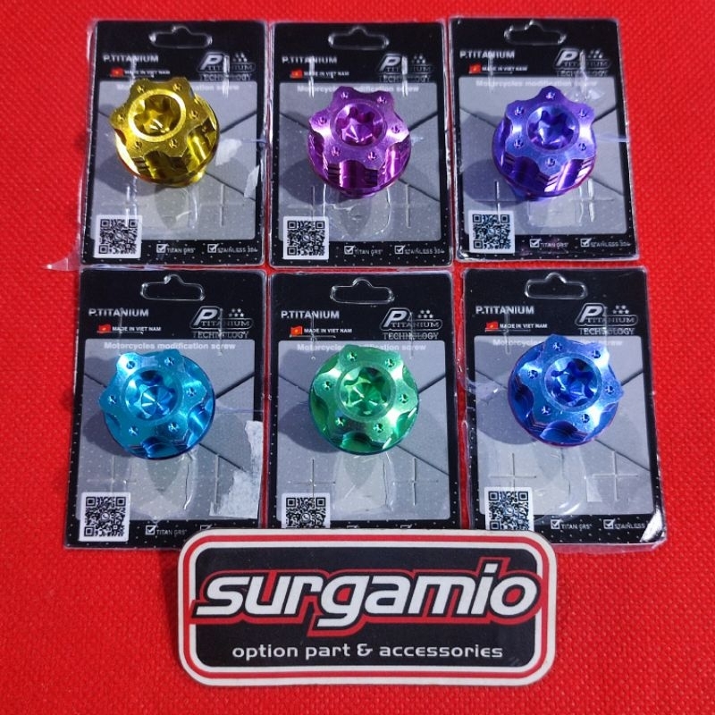Jual Tutup pembuangan oli mesin mio titanium grade 5 vietnam | Shopee ...