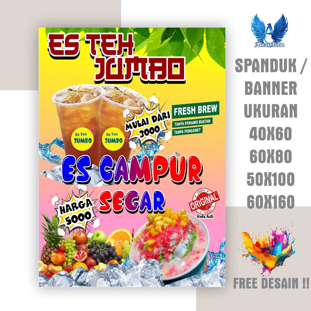 Jual Spanduk Banner Es Teh Jumbo & Es campur Bisa Request | Shopee ...