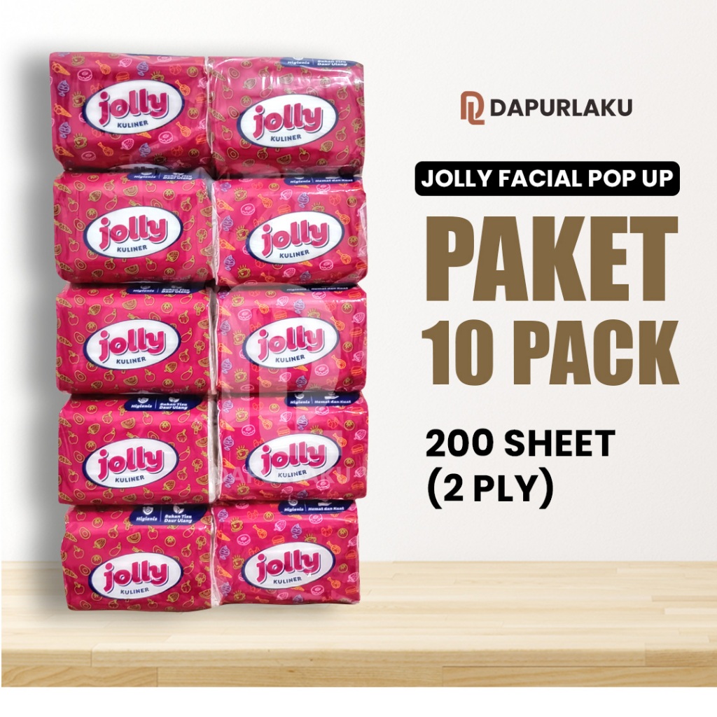 Jual Tissue Tisu Kecil Jolly Kuliner Pop Up 10 pack 200 Sheets 2ply ...