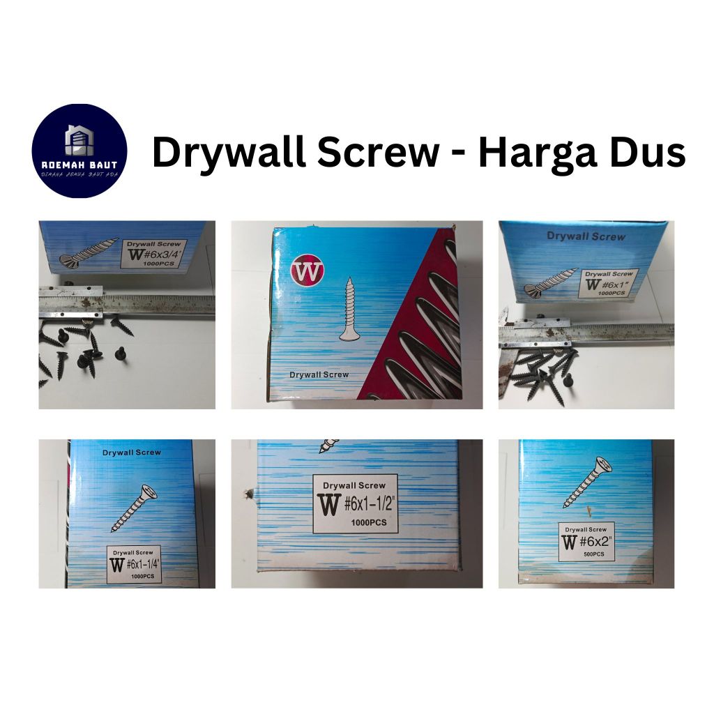 Jual SKRUP Drywall merk W ukuran #6 sekrup plafon skrup gipsum. Baut ...