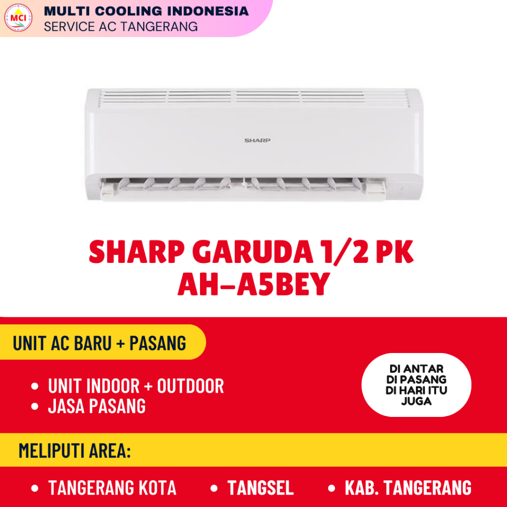 Jual JASA PASANG + AC SHARP GARUDA AH-A5BEY 1/2 PK STANDAR | Shopee Indonesia